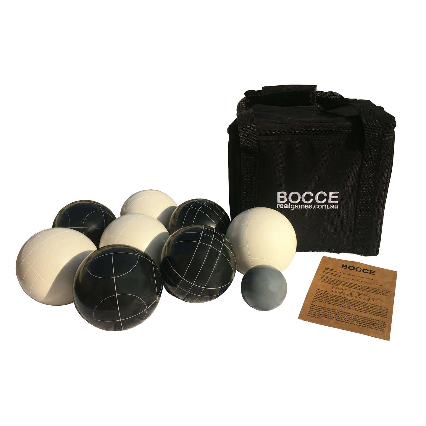 Bocce Set with Eight Black and White Balls